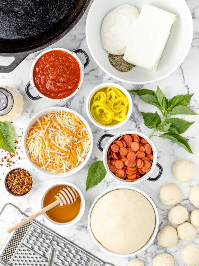 Hot Pizza Dip with Pizza Dough Balls - Entirely Elizabeth