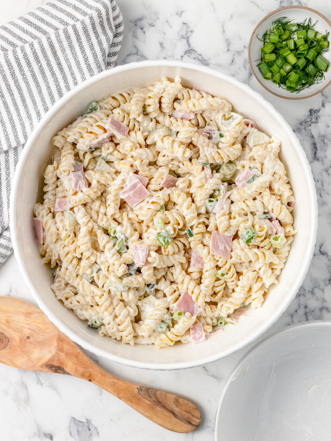 Ham Roll Up Pasta Salad - Family Favorite Recipe - Entirely Elizabeth