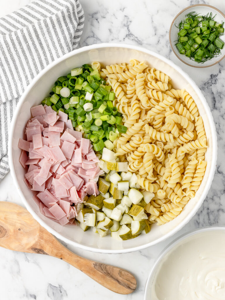 Ham Roll Up Pasta Salad - Family Favorite Recipe - Entirely Elizabeth